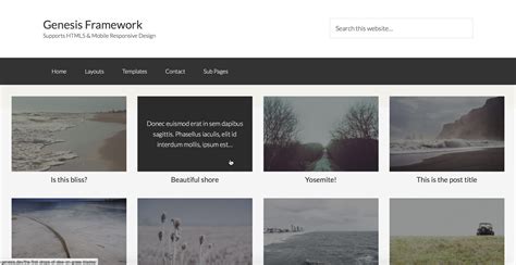 responsive featured posts grid with titles below images and excerpts