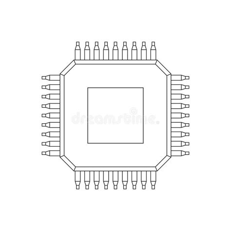 Microchip Processor Outline Icon Stock Vector Illustration Of