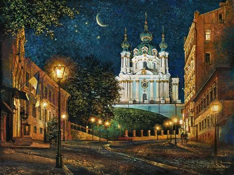 Київ очима художника романтичний Андріївський узвіз та нічна Лавра Киев Пейзажи Храм