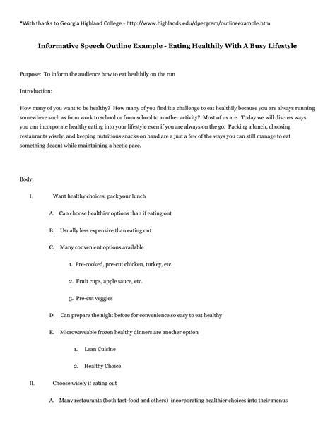 Informative Speech Outline Template Sp Premium Template Template Spark