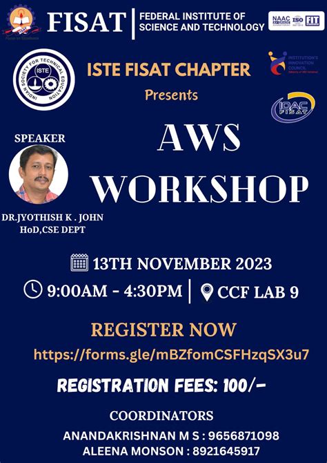 Aws Workshop Organized By Iste Fisat Federal Institute Of Science