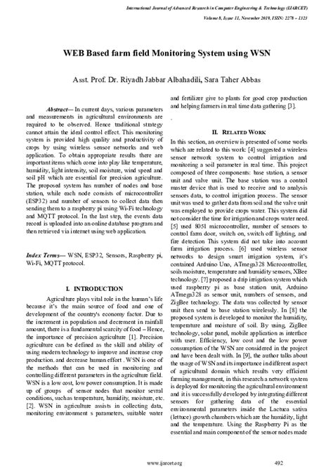 Pdf Web Based Farm Field Monitoring System Using Wsn