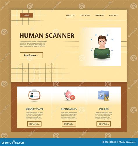 Human Scanner Flat Landing Page Website Template Security Staff