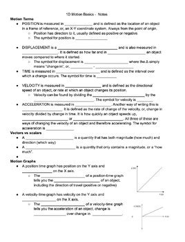 D Motion Basics Fill In Notes By Physics With Rice TPT