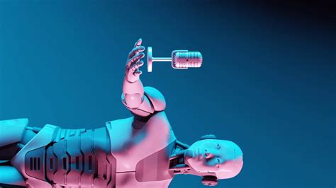 Premium Stock Video Robot Holding Microphone 3d Render Humanoid