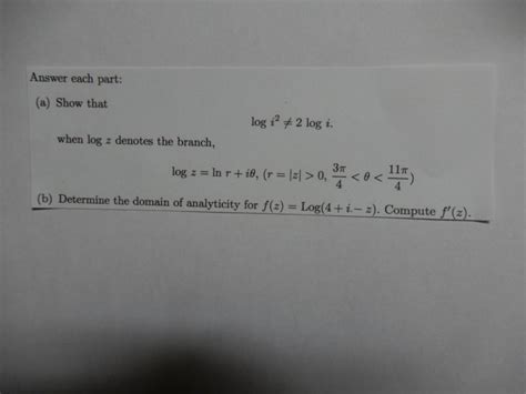 Solved Answer Each Part A Show That Logi Logi When Chegg