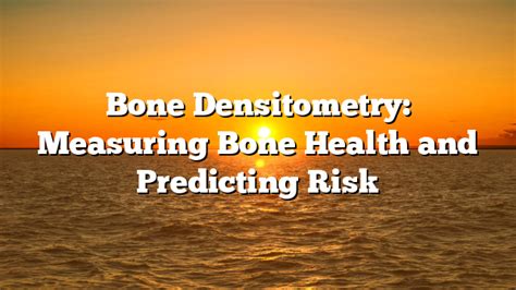 Bone Densitometry Measuring Bone Health And Predicting Risk Bone
