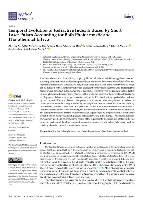 Pdf Temporal Evolution Of Refractive Index Induced By Short Laser Pulses Accounting For Both