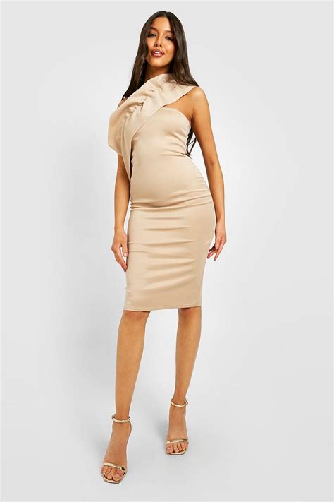One Shoulder Ruffle Midi Dress Boohoo Uk