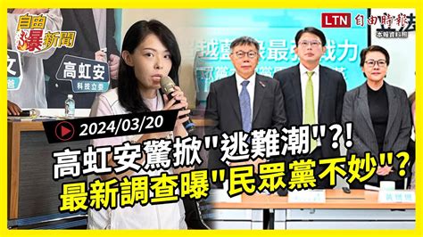自由爆新聞民調曝民眾黨 1負面指數 最高高虹安驚掀 逃難潮 香港23條 蕭美琴 YouTube