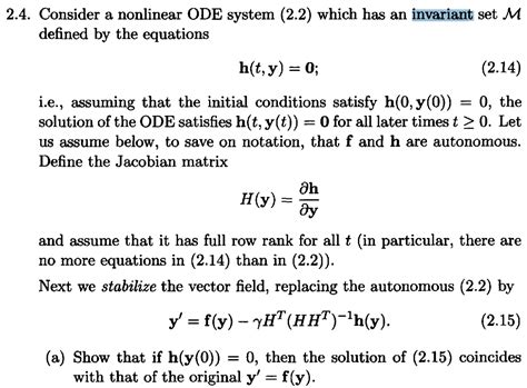 Consider A Nonlinear Ode System Which Has An Chegg