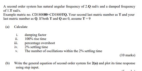 solved a second order system has natural angular frequency