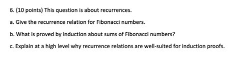 Solved 6 10 Points This Question Is About Recurrences A