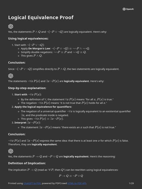 Logical Equivalence Proof Pdf Function Mathematics Eigenvalues
