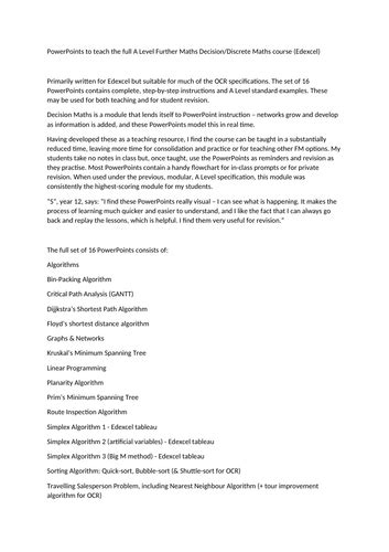 Floyds Shortest Distance Algorithm Edexcel D1 Version Teaching