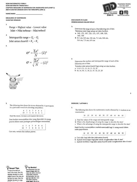 Chap 8 Measures Of Dispersion For Ungrouped Data Pdf