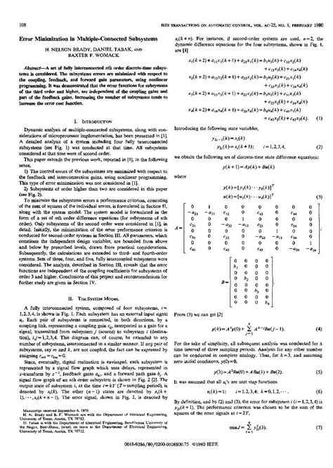 Pdf Error Minimization In Multiple Connected Subsystems Dokumentips