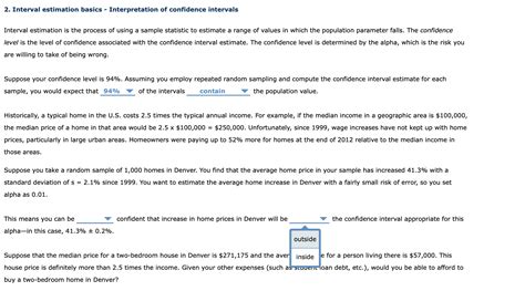 Solved Interval Estimation Basics Interpretation Of Chegg Com