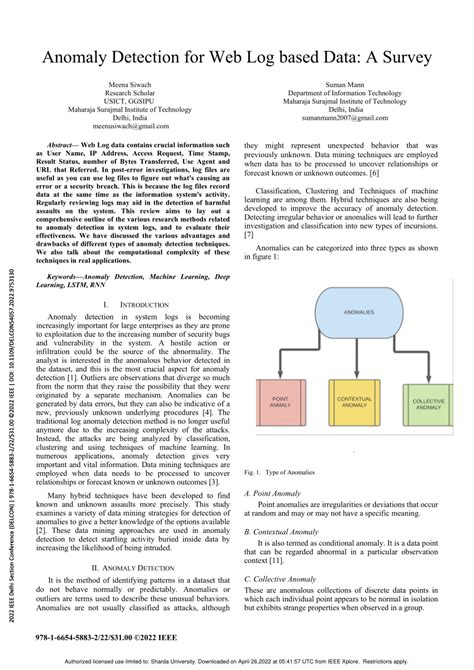 PDF Anomaly Detection For Web Log Based Data A Survey