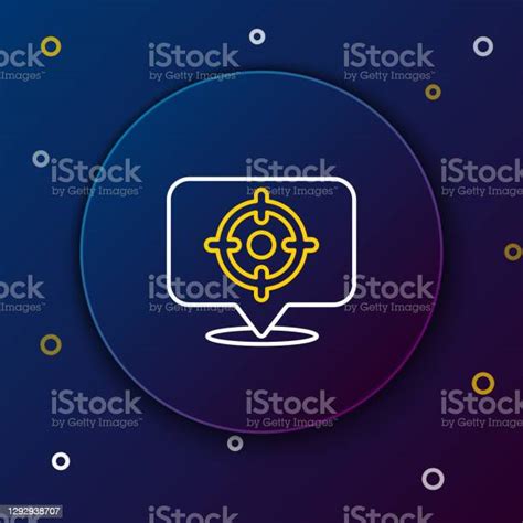 파란색 배경에 격리 된 라인 타겟 스포츠 아이콘 사격장이나 촬영을 위한 숫자로 대상을 청소합니다 다채로운 개요 개념 벡터 가리키기에 대한 스톡 벡터 아트 및 기타 이미지