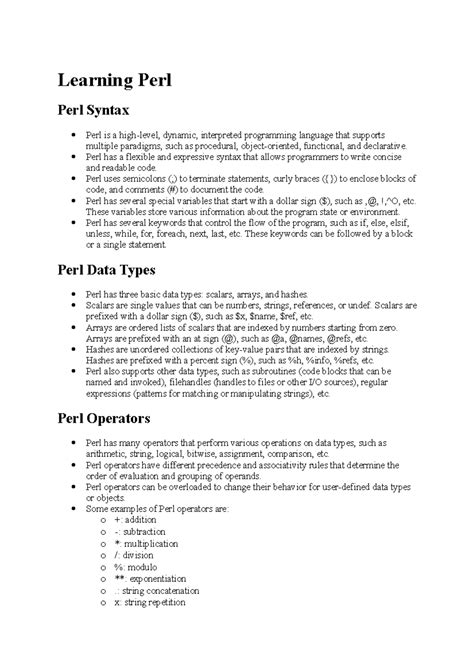 Learning Perl Perl Is A High Level Dynamic Interpreted Programming
