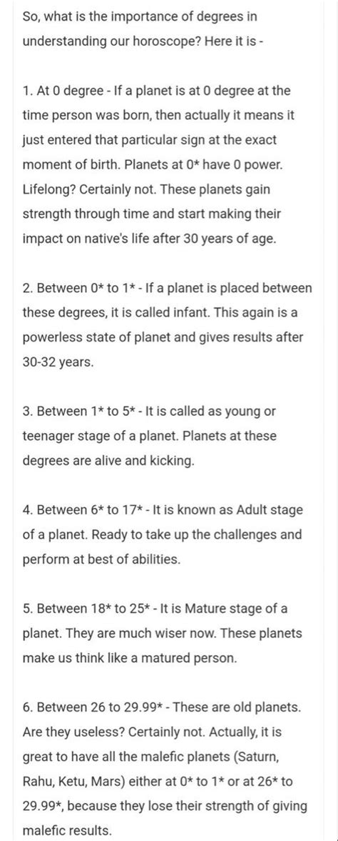 Degrees In Astrology