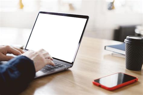 Premium Photo Laptop Open Blank Screen On Desktop