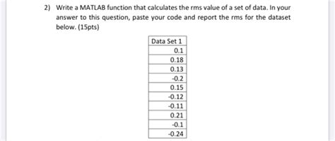 Solved 2 Write A Matlab Function That Calculates The Rms