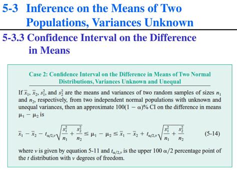 Ppt 5 3 Inference On The Means Of Two Populations Variances Unknown Powerpoint Presentation