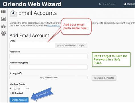How To Create Email Addresses Orlando Web Wizard