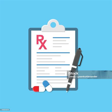 플랫 스타일의 의료 처방전 패드 아이콘 Rx는 고립 된 배경에 벡터 일러스트레이션을 형성합니다 의사 문서 서명 비즈니스 개념 처방 의약품에 대한 스톡 벡터 아트 및 기타