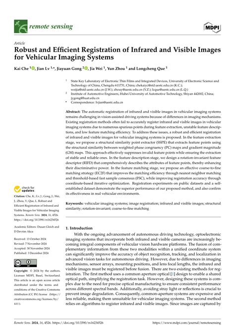 Pdf Robust And Efficient Registration Of Infrared And Visible Images