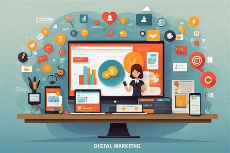 Premium Photo Digital Marketing Concept Flat Design