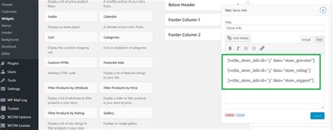 WCFM Marketplace Store Widgets Short Codes WC Lovers
