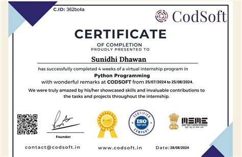 sunidhi dhawan on linkedin python programming internship learning