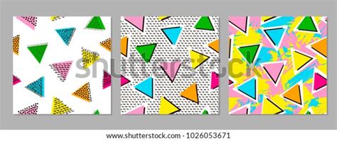 Colorful Geometric Seamless Patterns Bright Backgrounds Stock Vector Royalty Free 1026053671
