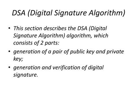 PPT DSA Digital Signature Algorithm PowerPoint Presentation Free Download ID