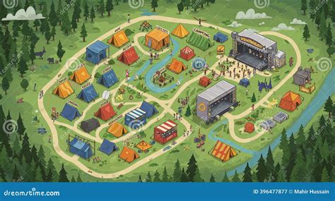Illustrated Festival Map Showing A Vibrant Detailed Layout Features