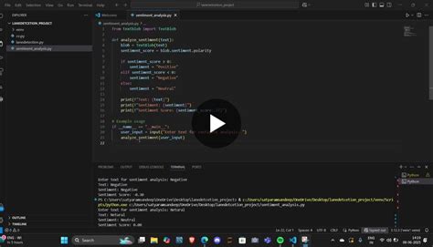 Sentimentanalysis Python Machinelearning Aiprojects Datascience