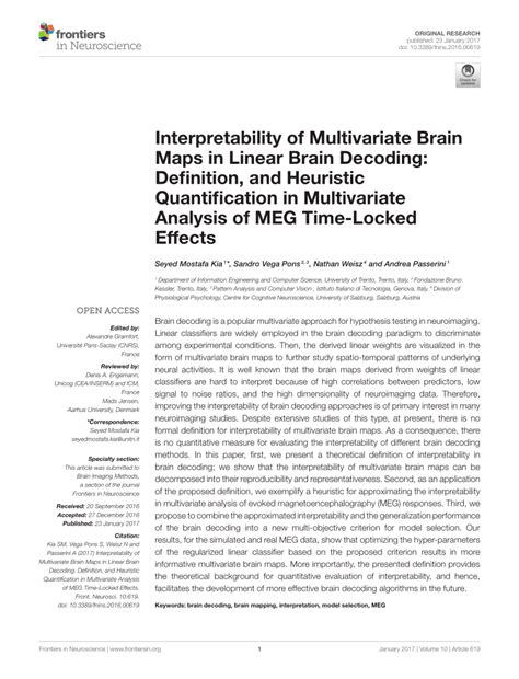 Pdf Interpretability Of Multivariate Brain Maps In Linear Brain