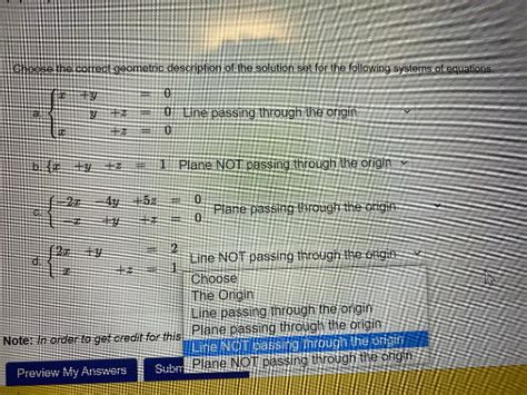 solved choose the correct geometric description of the