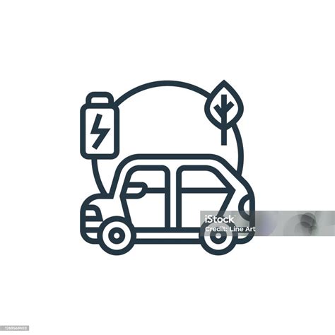 전기 자동차 개념에서 하이브리드 자동차 아이콘 벡터 하이브리드 자동차 편집 가능한 스트로크의 얇은 라인 일러스트 웹 및 모바일 앱 로고 인쇄 미디어에 사용하기위한 하이브리드