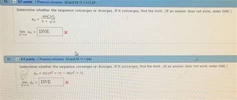 solved determine whether the sequence converges or diverges