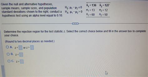 solved given the null and alternative hypotheses sample