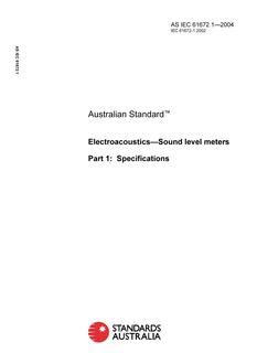 AS IEC 61672 1 2004 Most Currently Technical Standards