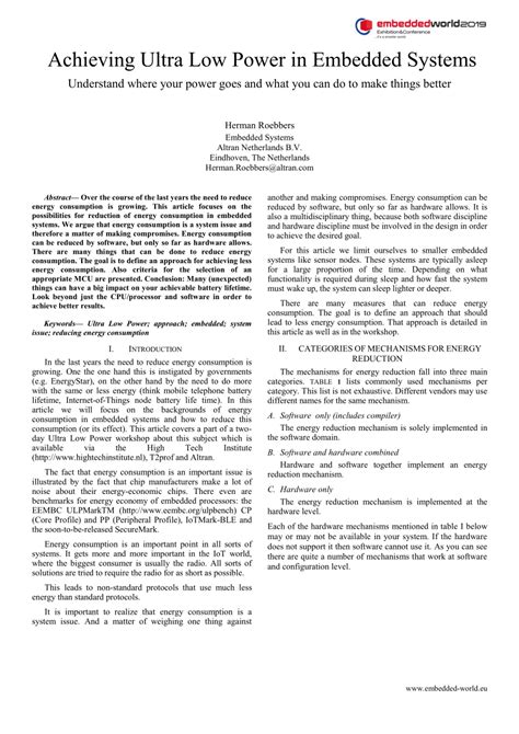 Pdf Achieving Ultra Low Power In Embedded Systems Understand Where Your Power Goes And What