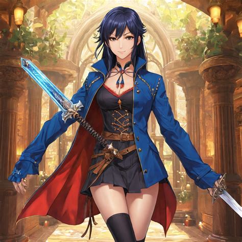 Wizard Without Hat With Mana Sword With Black Hair And Blue Jacket