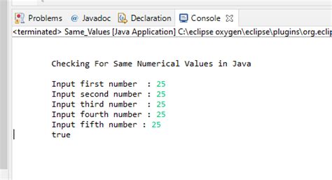 Checking For Same Numerical Values In Java Free Computer Programming