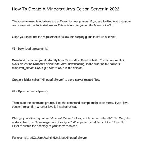 how to create a minecraft java edition server in 2022vrisj pdf pdf