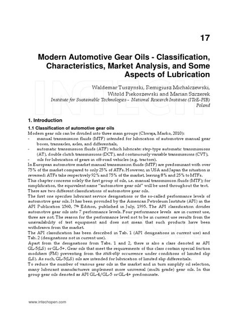 Gear Oil Classification Pdf Motor Oil Chemical Substances